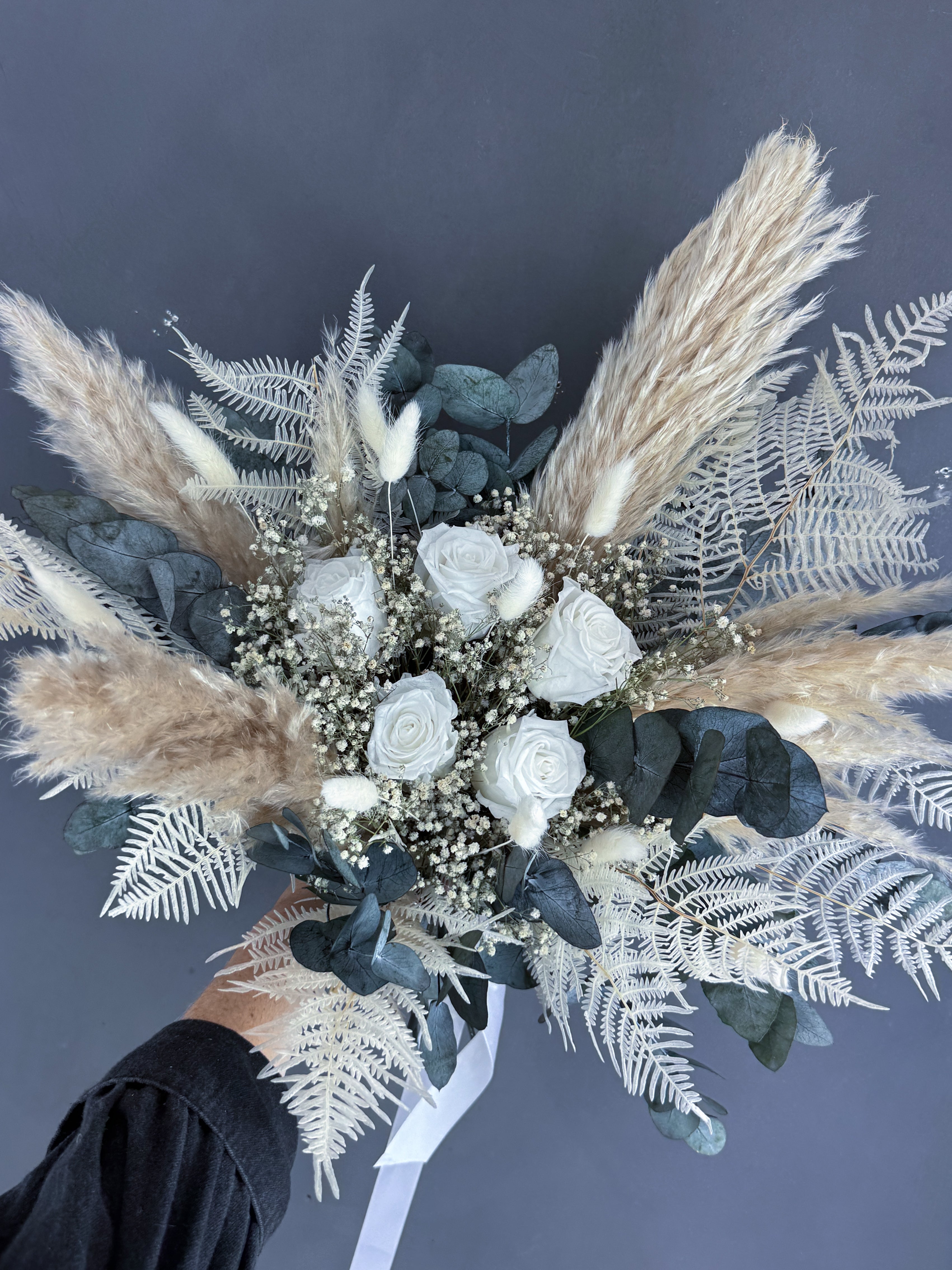 Darcy Dried Wedding bouquet / pampas, rose & eucalyptus / DRIED Flowers ...