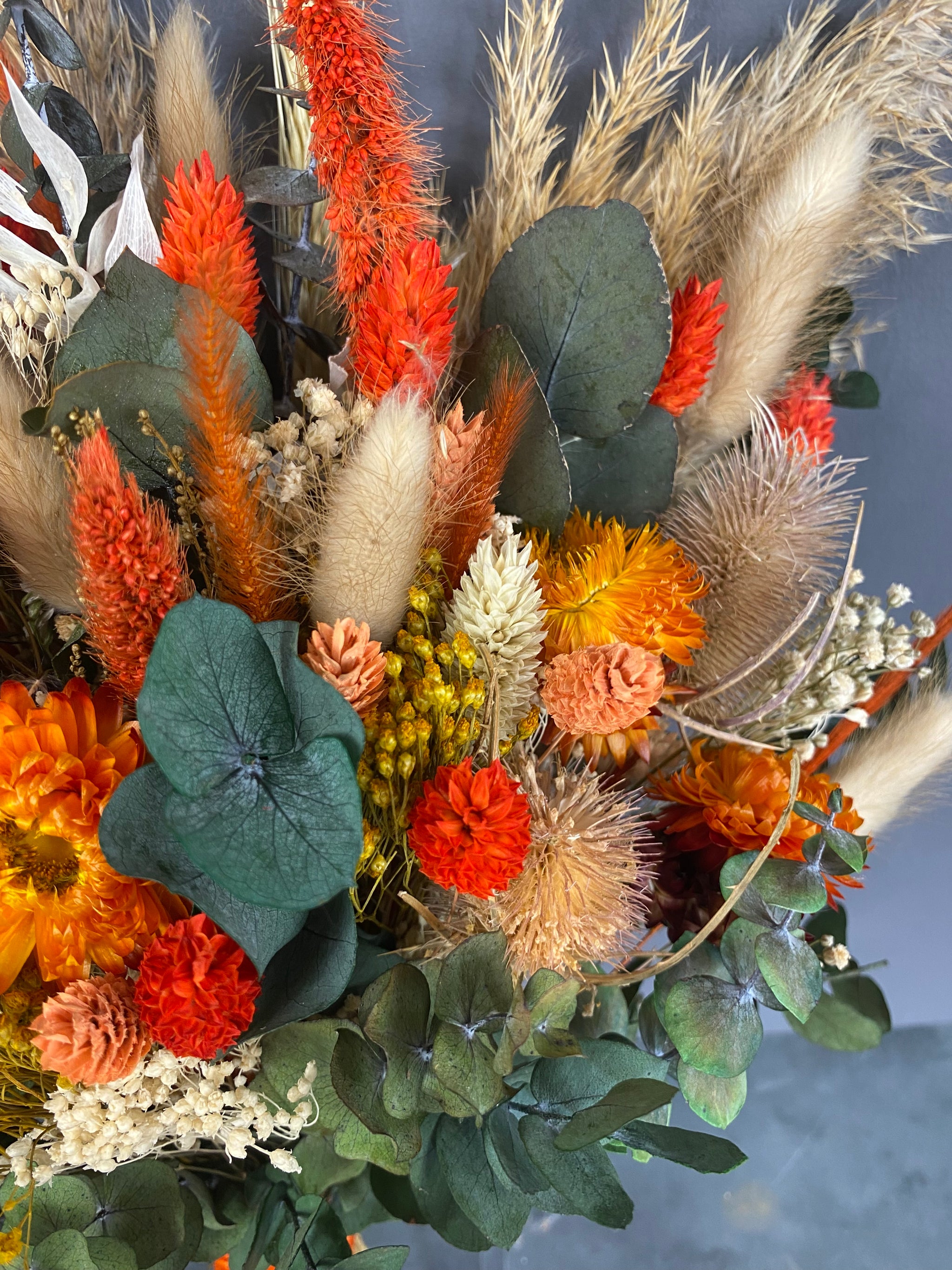Mara green and orange dried flower wedding bouquet / DRIED Wedding ...