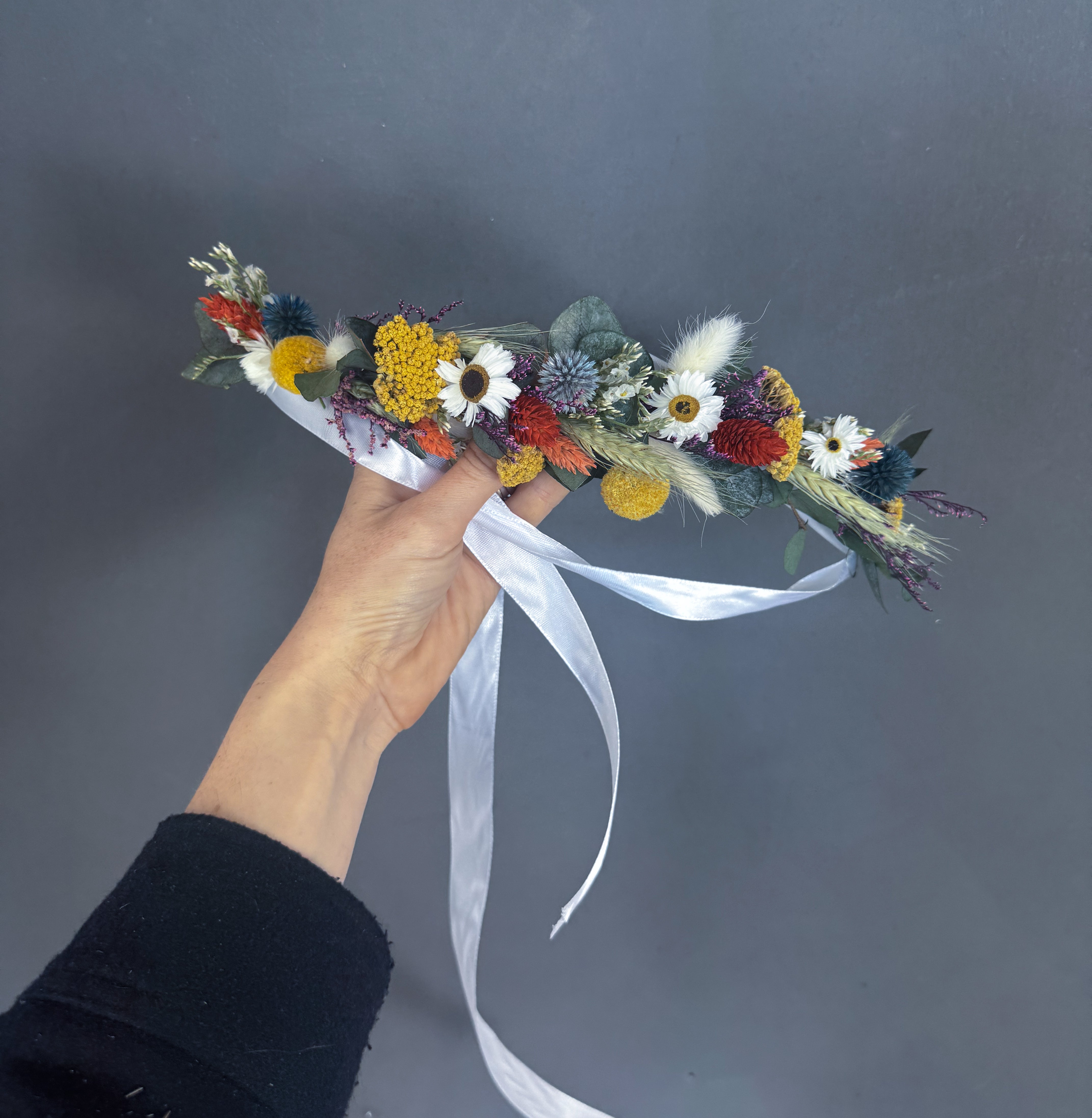 Tara colourful wildflower dried flower wedding crown / DRIED Wedding ...