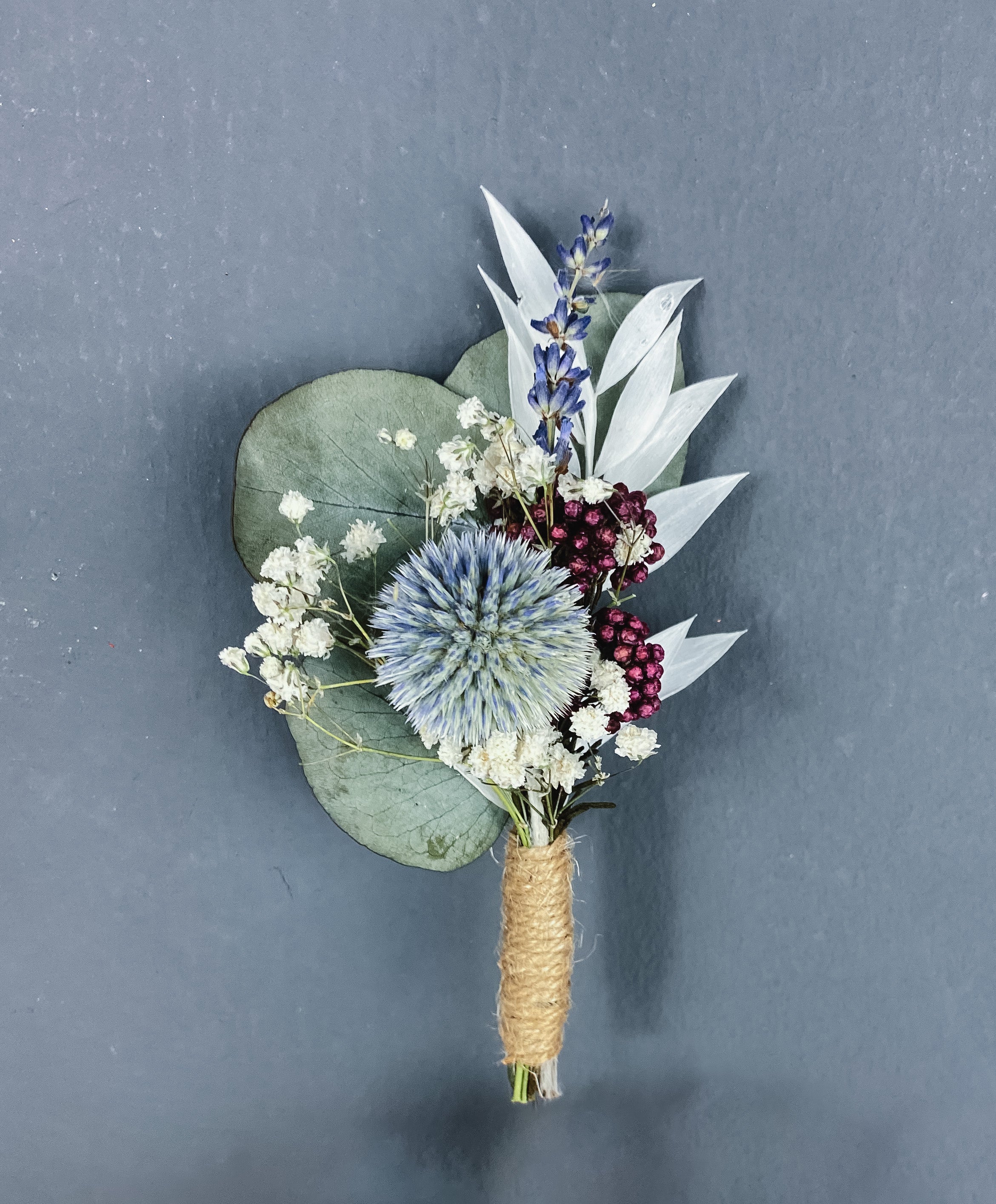 Devon dried flower buttonhole dried thistle and eucalyptus buttonhole ...