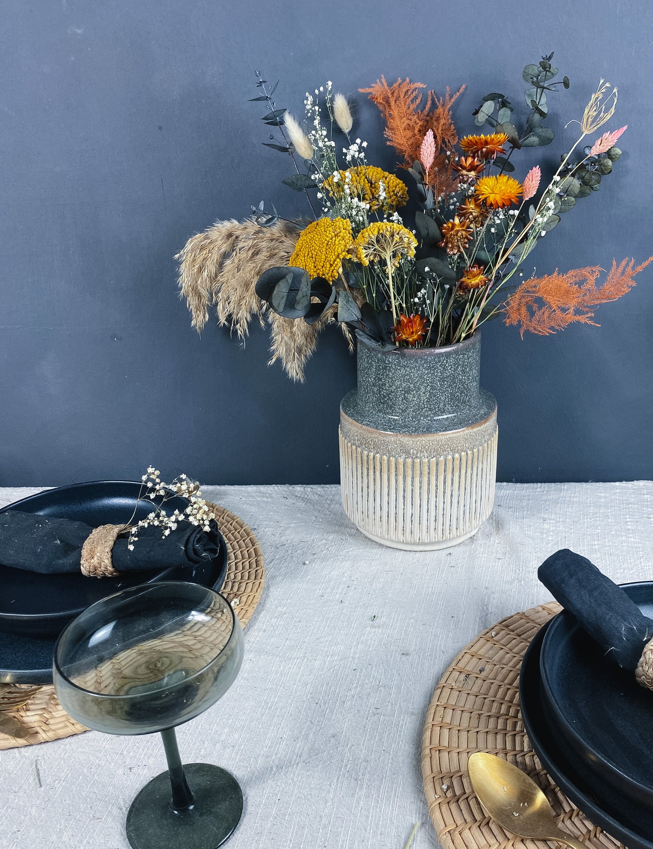 Freya Dried flower bouquet orange yellow & green / DRIED Flowers UK