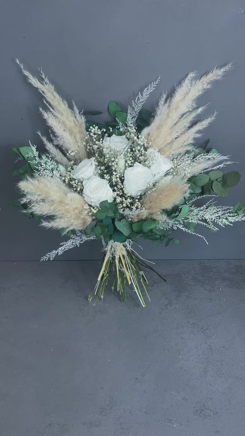 Darcy Dried Wedding bouquet / pampas, rose & eucalyptus / DRIED Flowers UK